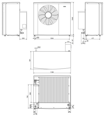NIBE S2125-12 tepelné čerpadlo 3,67kW, 400V, vzduch-voda, venkovní ...