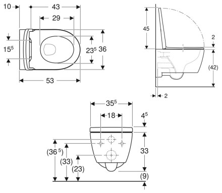 GEBERIT ICON závěsné WC 360x530x375mm, s hlubokým splachováním ...