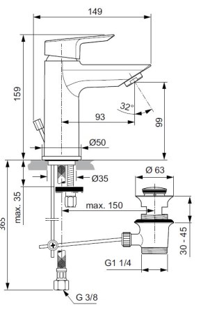 IDEAL STANDARD TESI umyvadlová stojánková baterie, s odtokovou ...