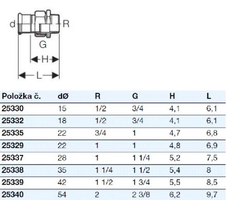 GEBERIT MAPRESS přechodové šroubení s vnějším závitem DN25, lisovací, voda, uhlíková ocel v ...