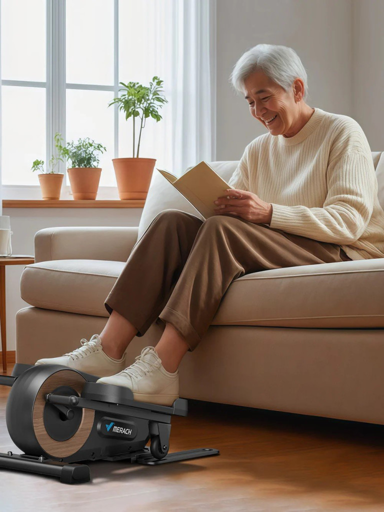 MERACH E43B1 Mini elektrický eliptický trenažér, mini stepper, 8 ...